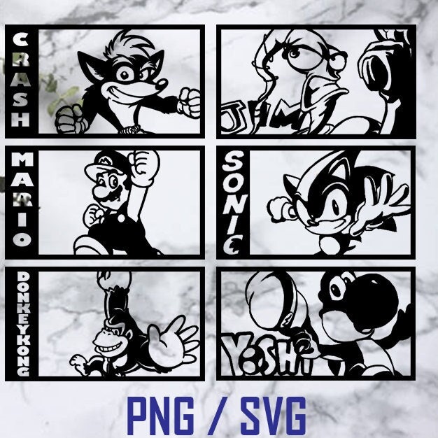 Digital Download Outline Bundle Retro Video Game Characters SVG Bundle ...
