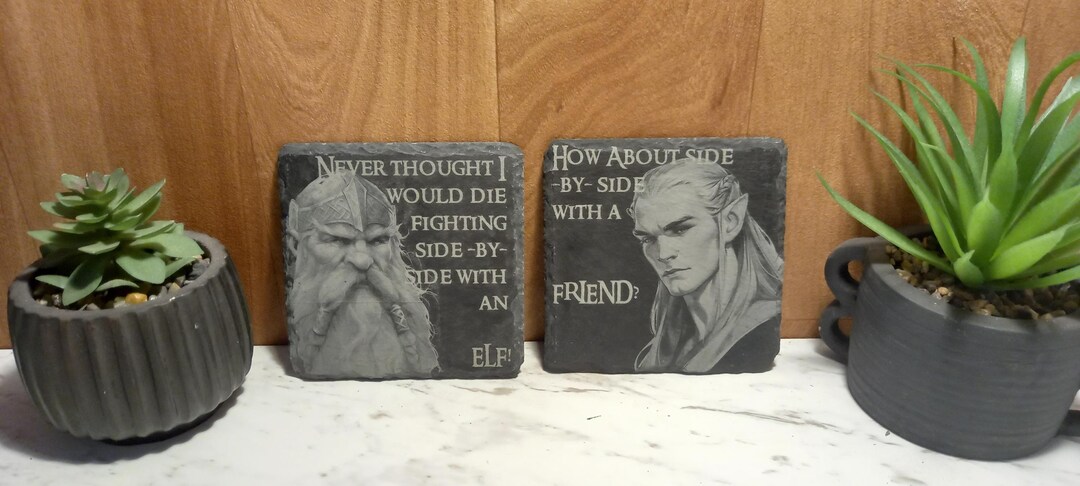 LOTR Engraved Slate Coasters – Gimli & Legolas, Geeky Gift - Etsy