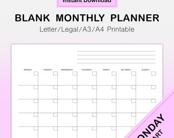 Weekly Planner Blank A4 US Letter Size 8.5X11 Inches - Etsy