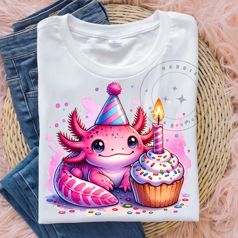 Birthday Axolotl PNG Happy Birthday Png Cute Kawaii Clipart Cupcake and ...
