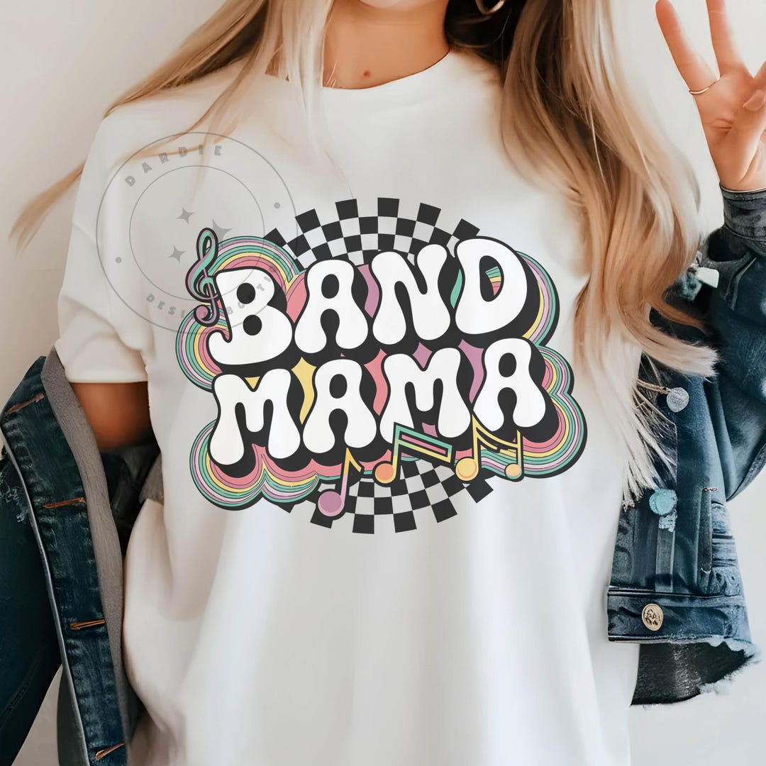 Colorful Retro Font Band Mama PNG 80s 90s Vintage Cool Mama Band Tshirt ...