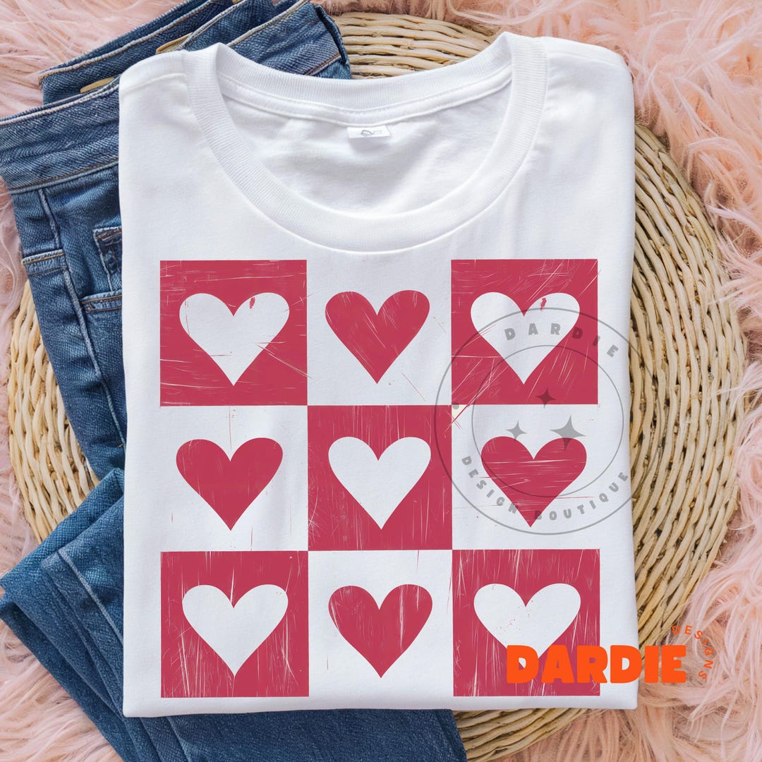 Trendy Checkered Hearts PNG Teacher Valentine's Day PNG Hearts PNG ...