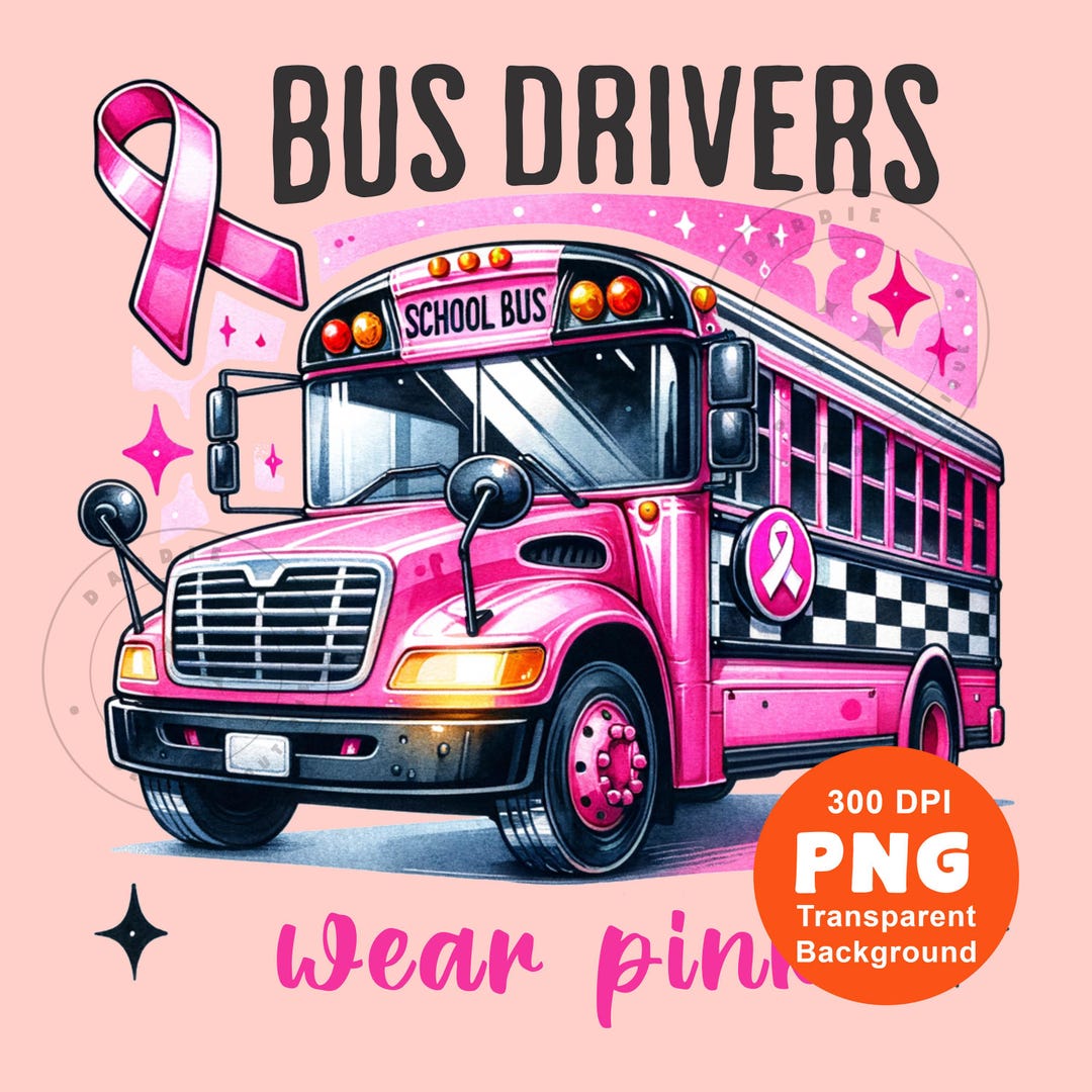Bus Drivers Wear Pink Png Checkered Breast Cancer Awareness in October ...