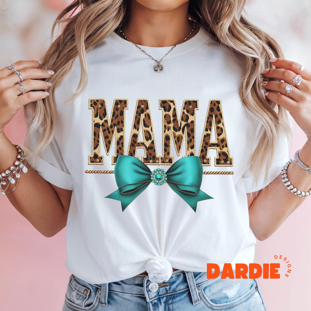 Western Mama PNG Coquette Bow Country Western Turquoise Leopard Print ...