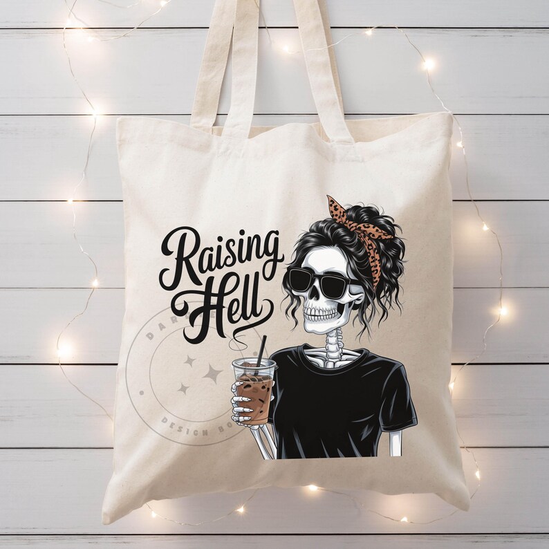 Raising Hell Skeleton Mama PNG Coffee Lover Skelie Coquette Leopard Bow ...