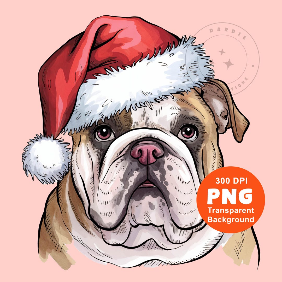 Christmas Bulldog PNG Santa Bulldog Png English Bulldog Png Dog Lover ...