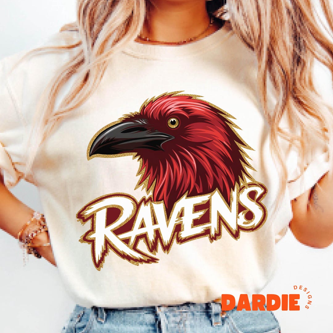 Ravens PNG Red Black Glitter Raven School Game Day Mascot, Football ...