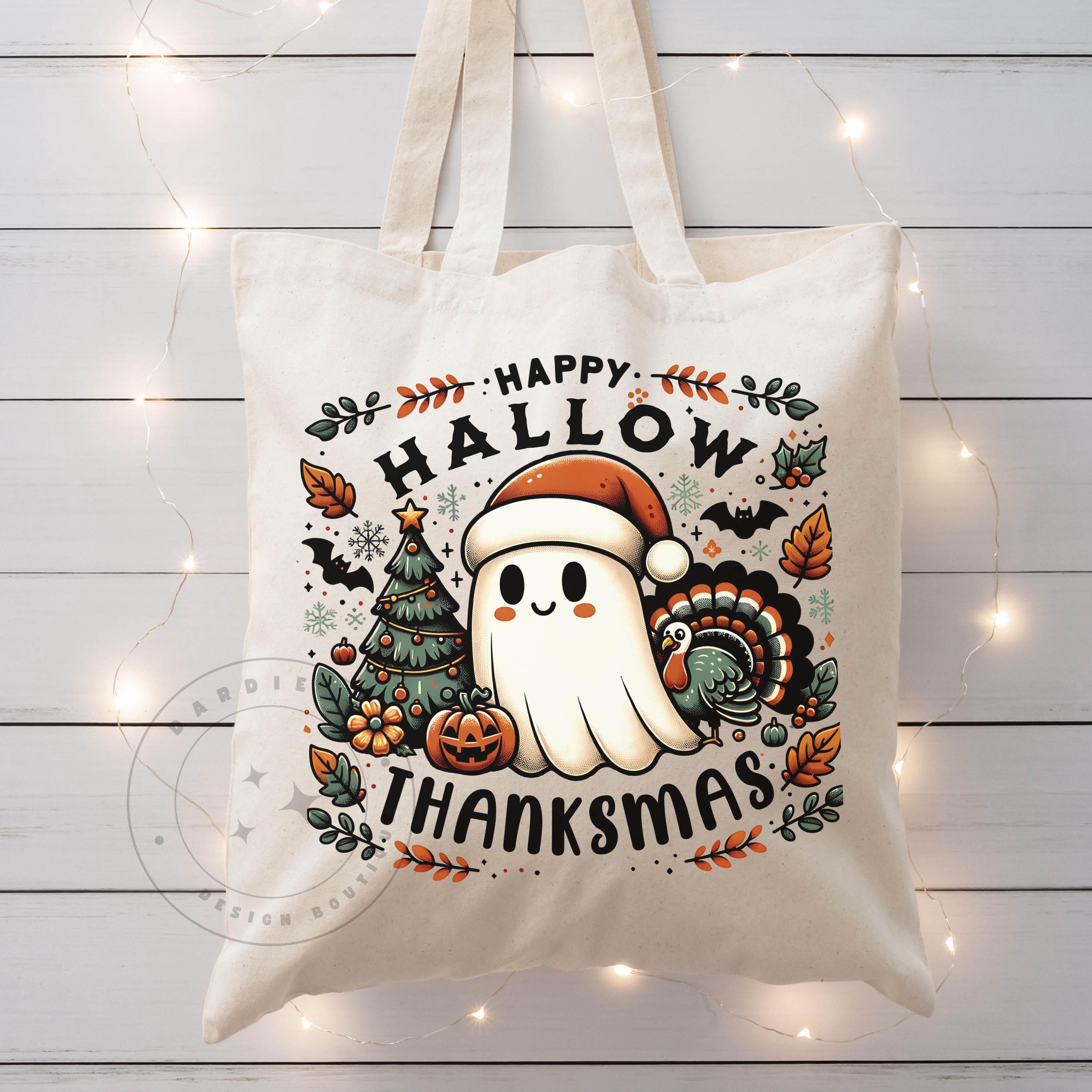 Happy Hallothankmas Santa Ghost PNG Halloween Christmas Thanksgiving ...