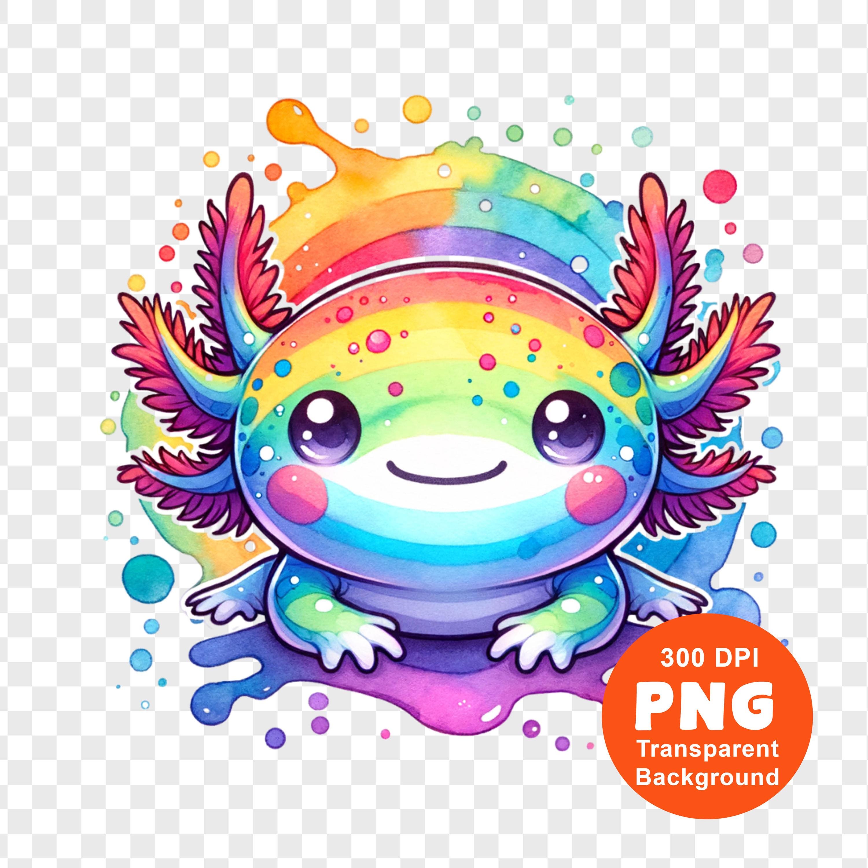 Rainbow Watercolor Axolotl PNG Cute Kawaii Axolotl Clipart for Shirt ...