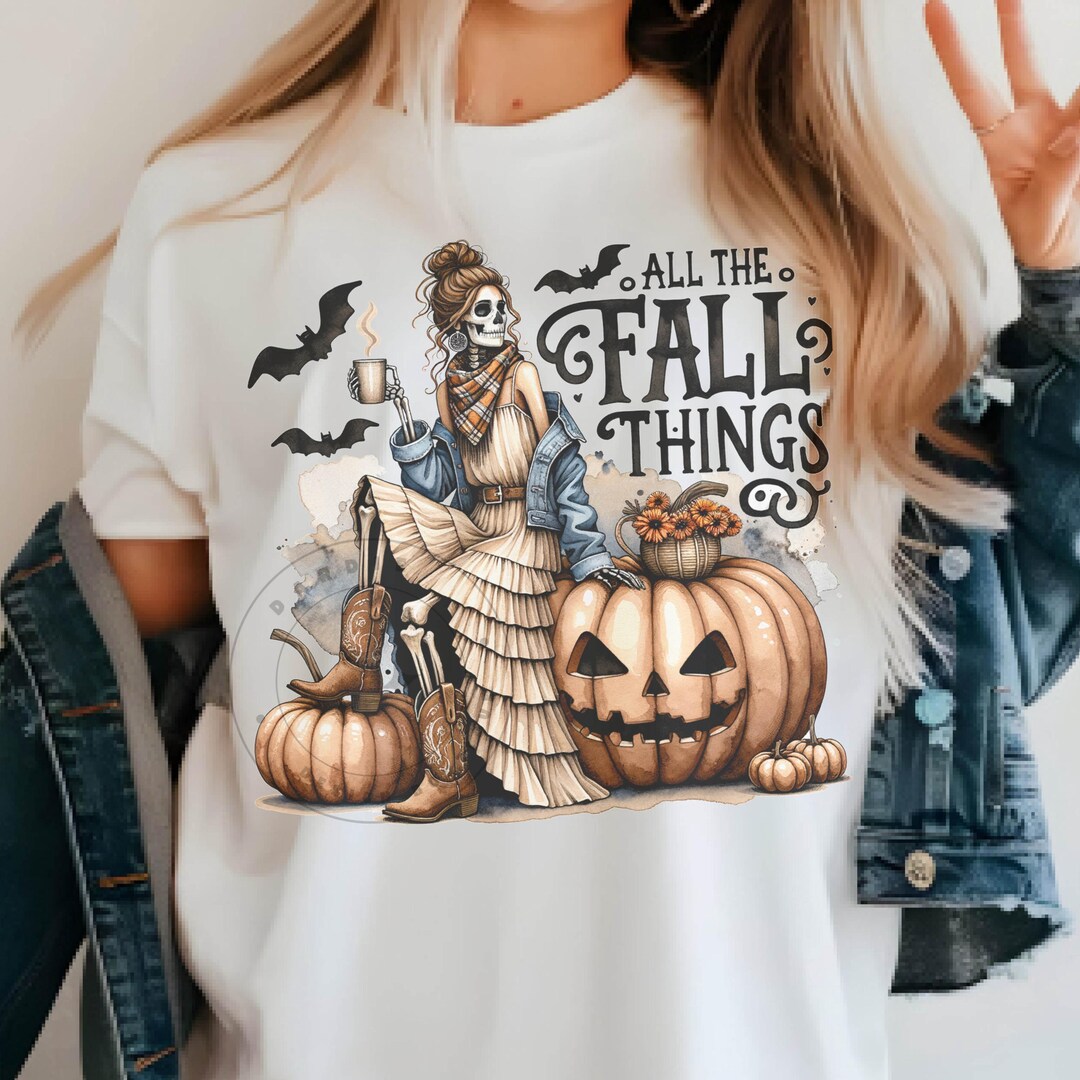 All the Fall Things PNG Watercolor Boho Cowgirl Grunge Skeleton Fall ...