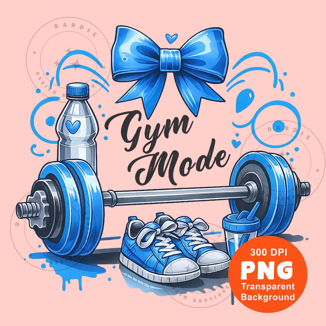 Blue Gym Mode PNG, Cute Workout Sublimation Design, Fitness Lover ...