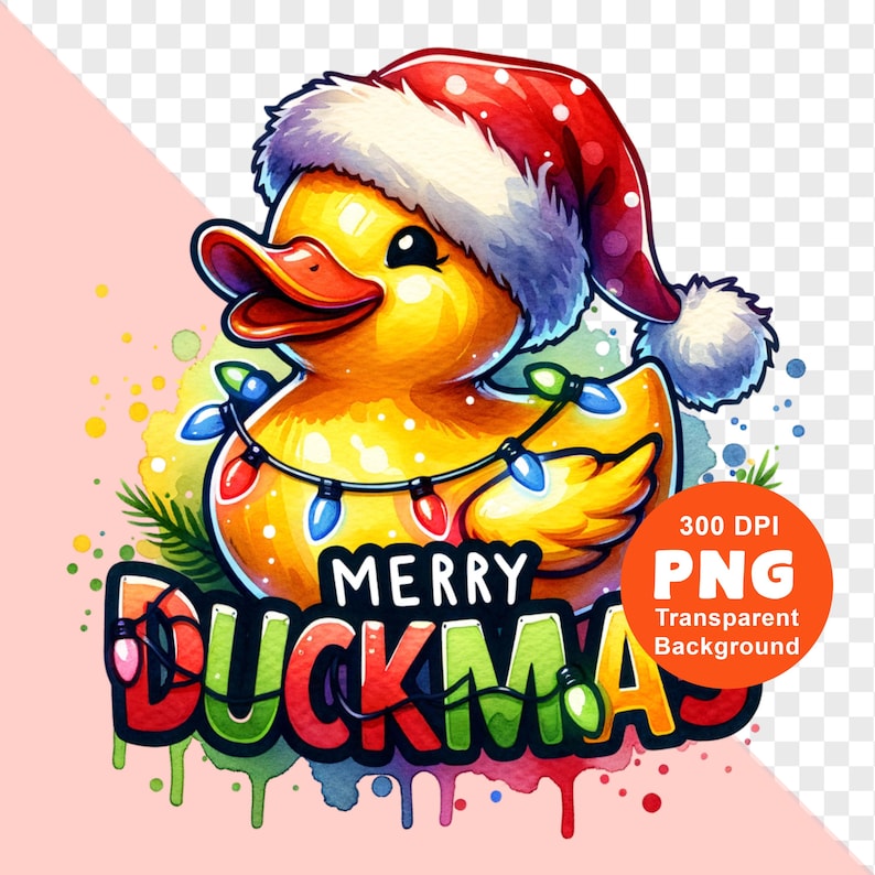 Merry Duckmas PNG Funny Rubber Duck Christmas Png Sublimation Design ...