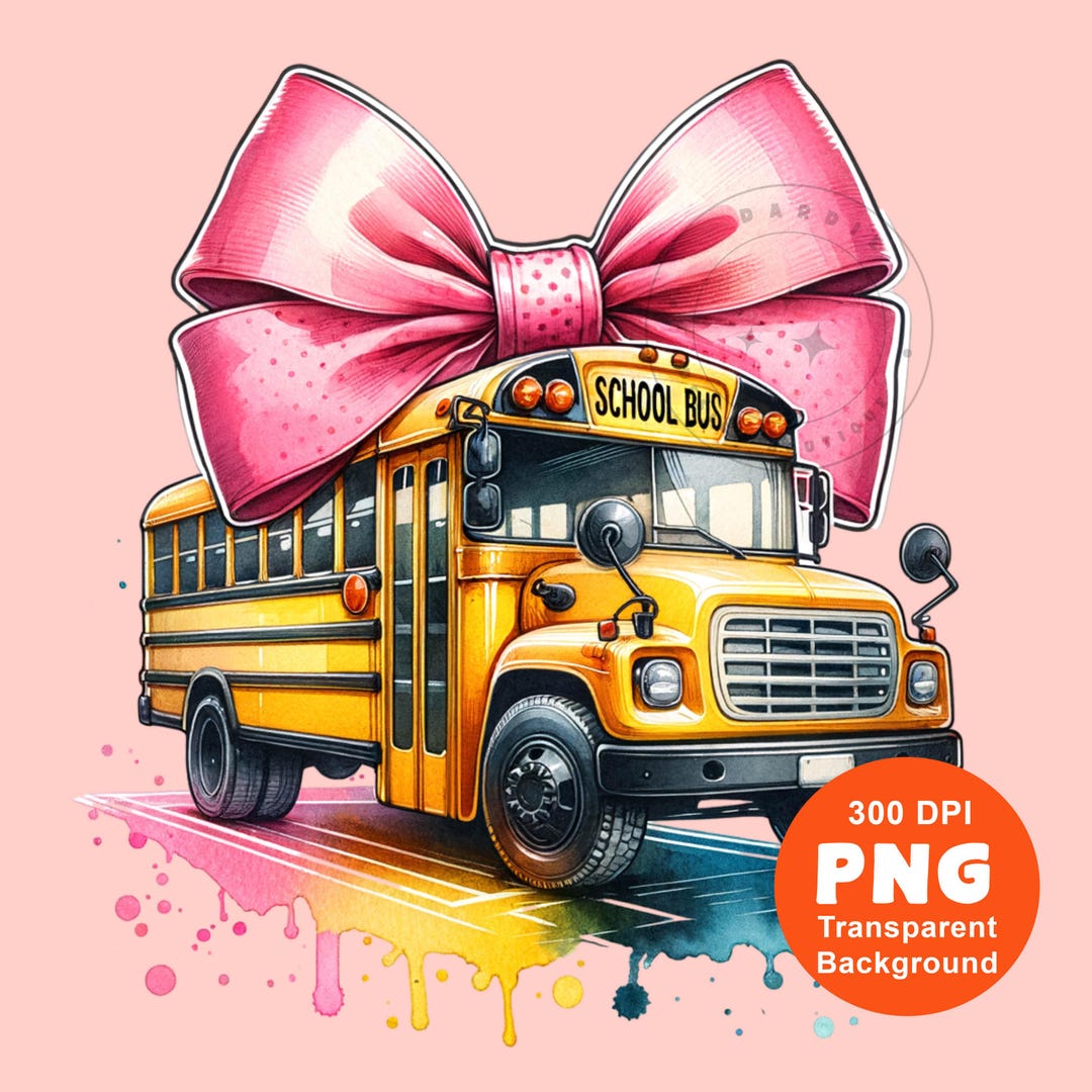 Pink School Bus PNG Coquette Bow School Bus Png Sublimation Design ...