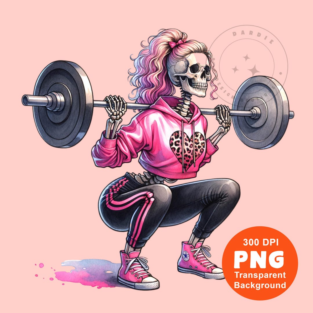 Weight Lifting Skeleton PNG Cute Workout Gym Rat Personal Trainer ...