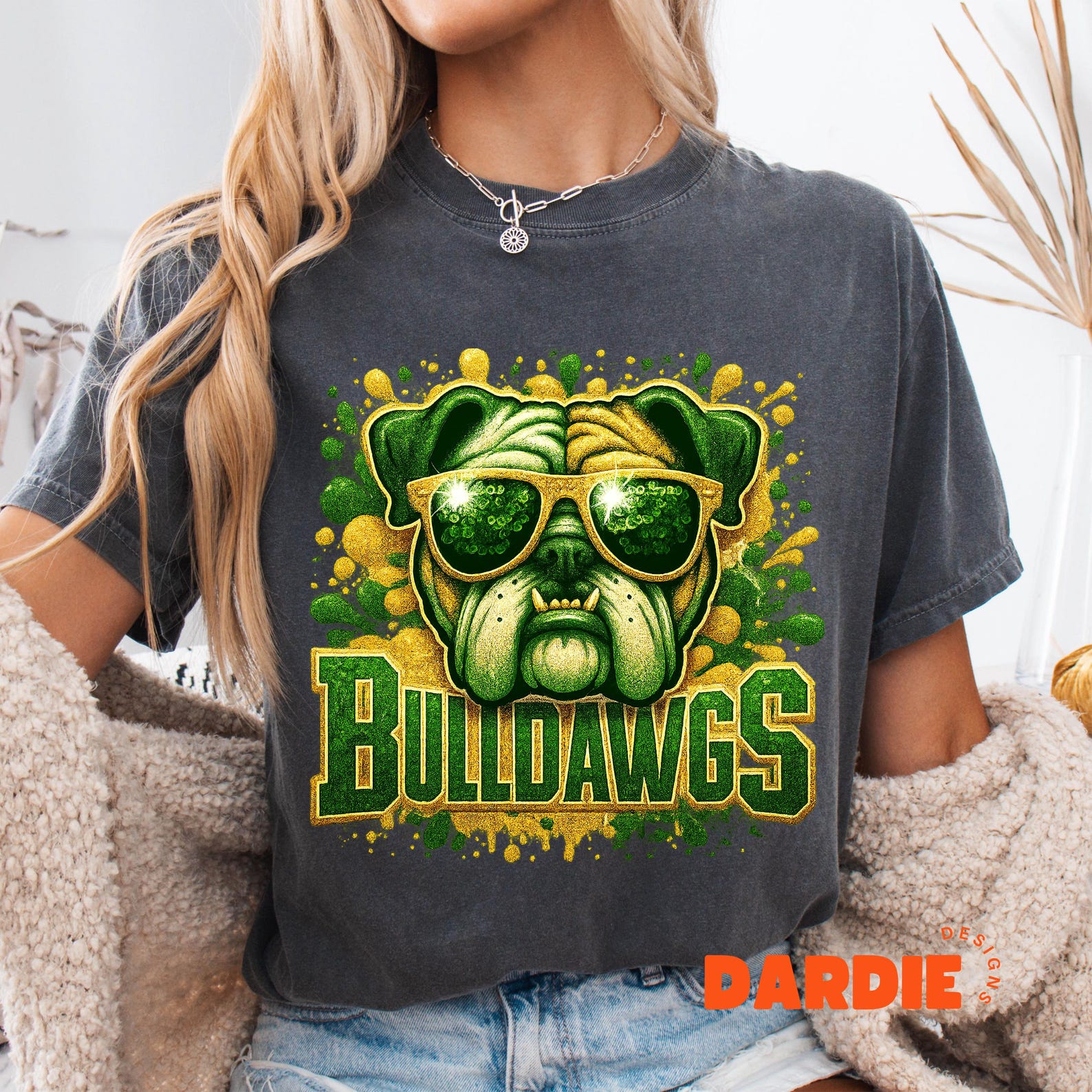 Green Gold Bulldawgs PNG Mascot Png Bulldogs Png Bling Glitter Bulldog ...