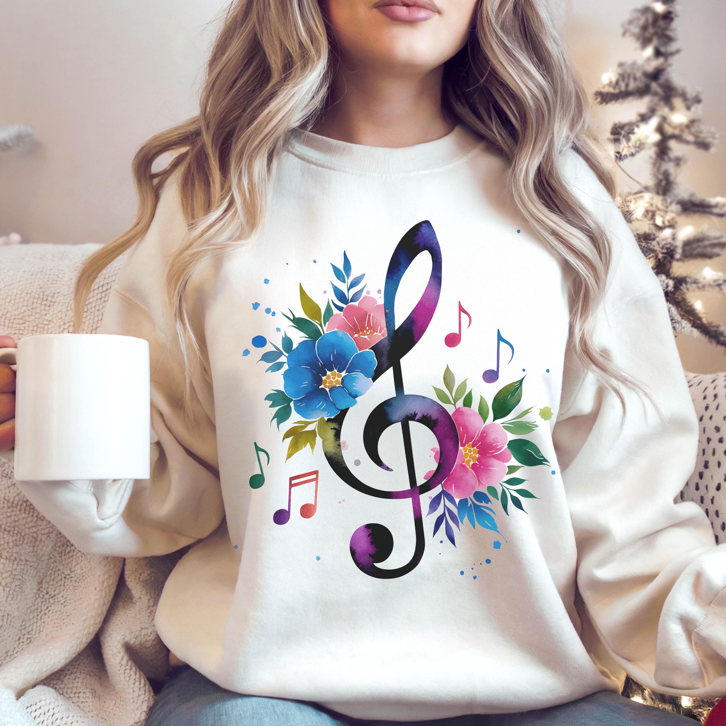 Pretty Music Note Png Musical Notes Colorful Floral Band Mom Girly Band ...