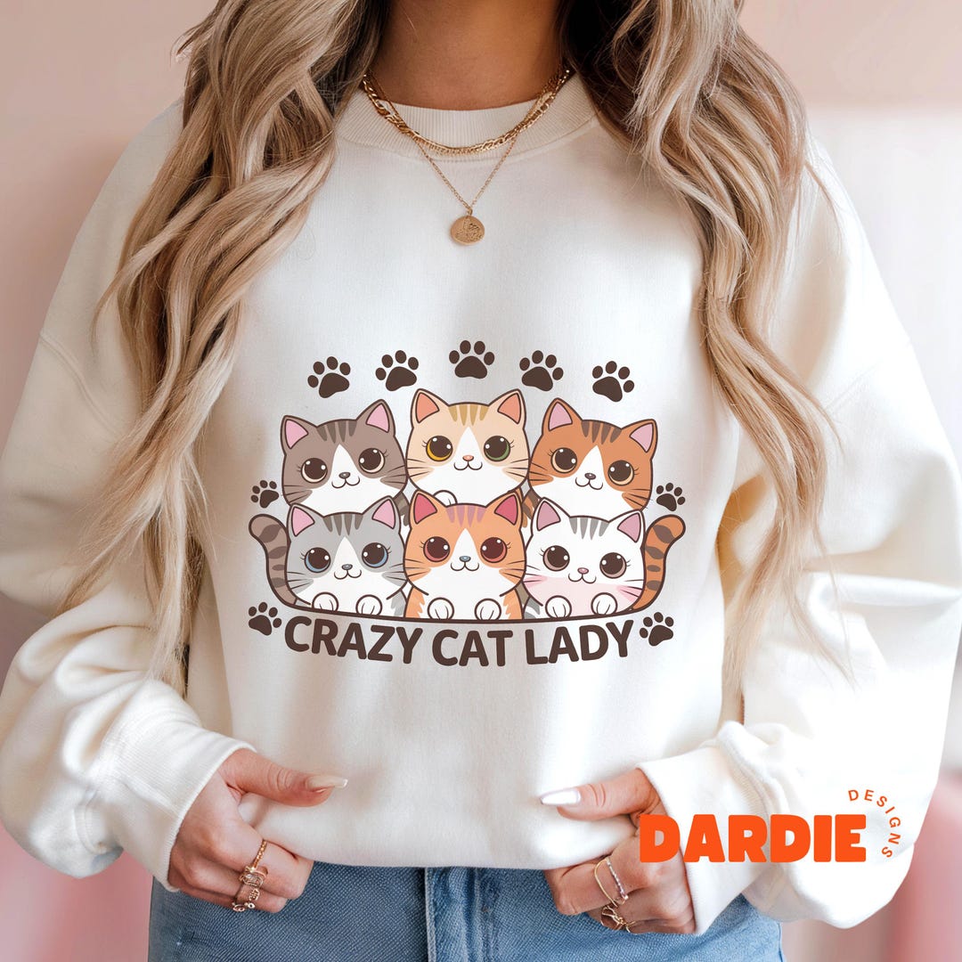 Crazy Cat Lady PNG Cute Kawaii Cats Clipart Png Cat Mom Png Cat Groomer ...