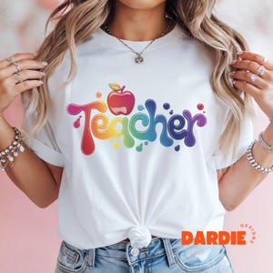 Colorful Teacher PNG Rainbow Teacher PNG Dripping 3D Teacher, Apple Png ...