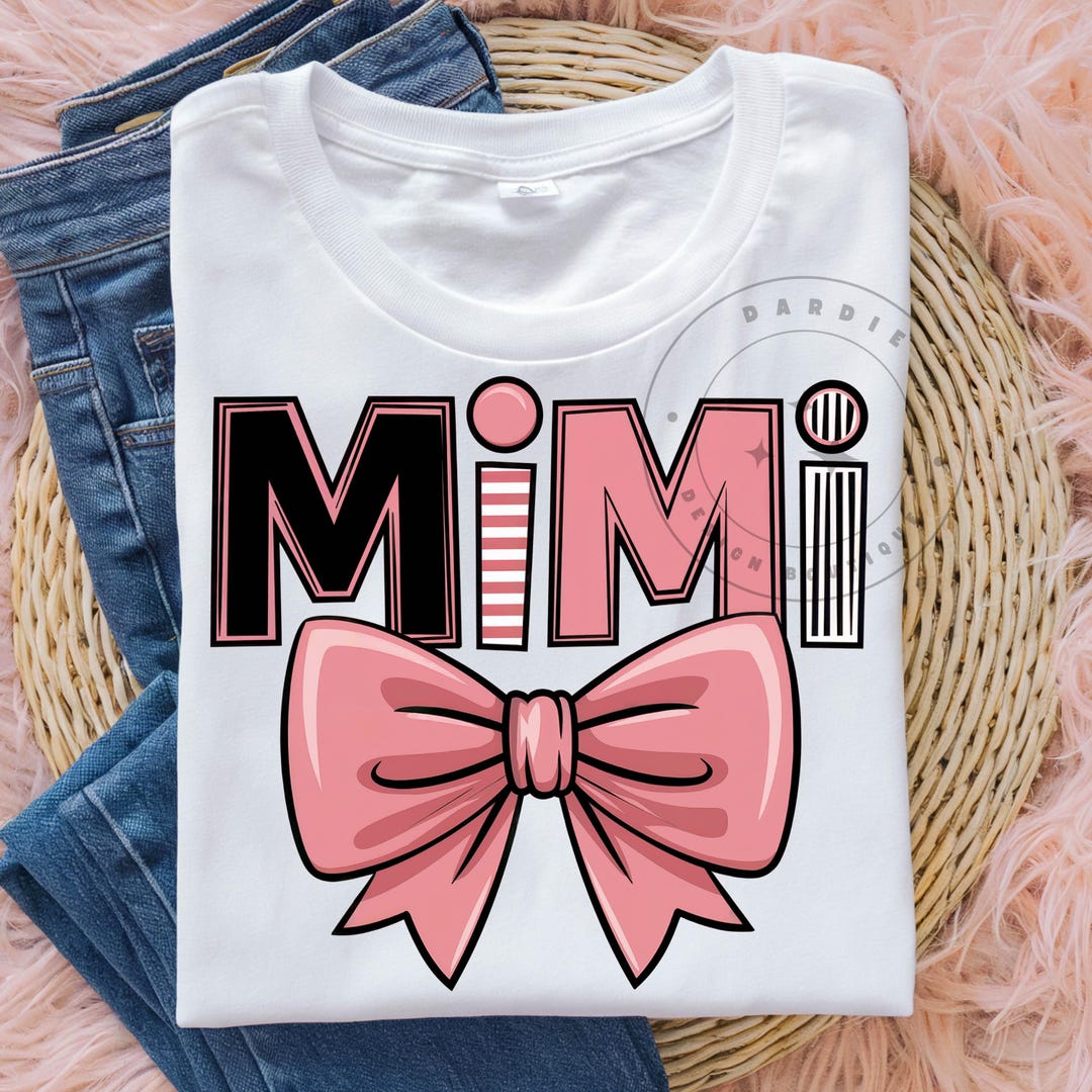 Mimi PNG Coquette Bow Png Pink and Black Trendy Mimi Png Sublimation ...