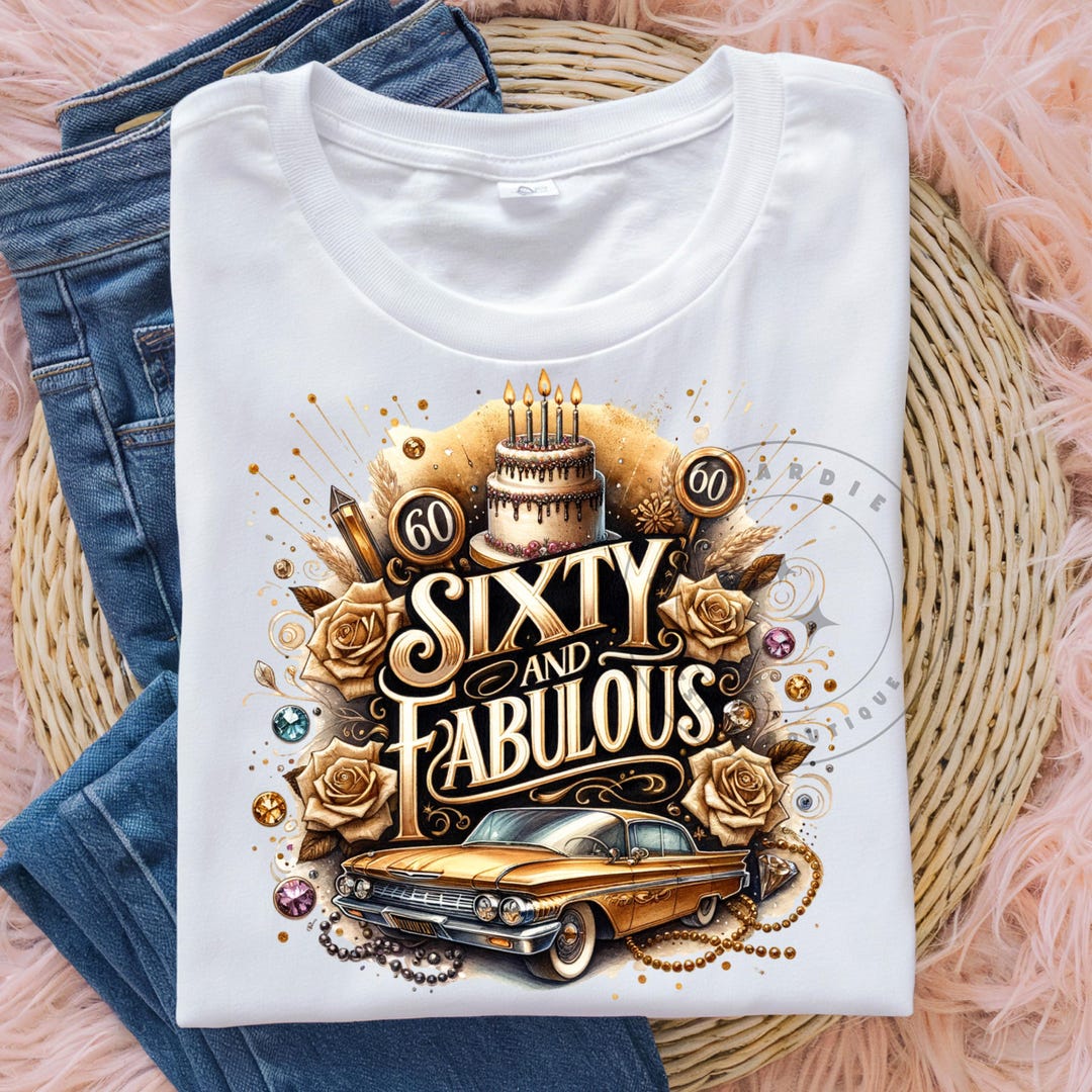 Sixty and Fabulous PNG 60th Birthday PNG Vintage Sixty Birthday Shirt ...