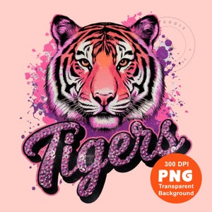 Pink Tigers PNG Mascot Png Pink Glitter Tiger Png Girly Football Season ...