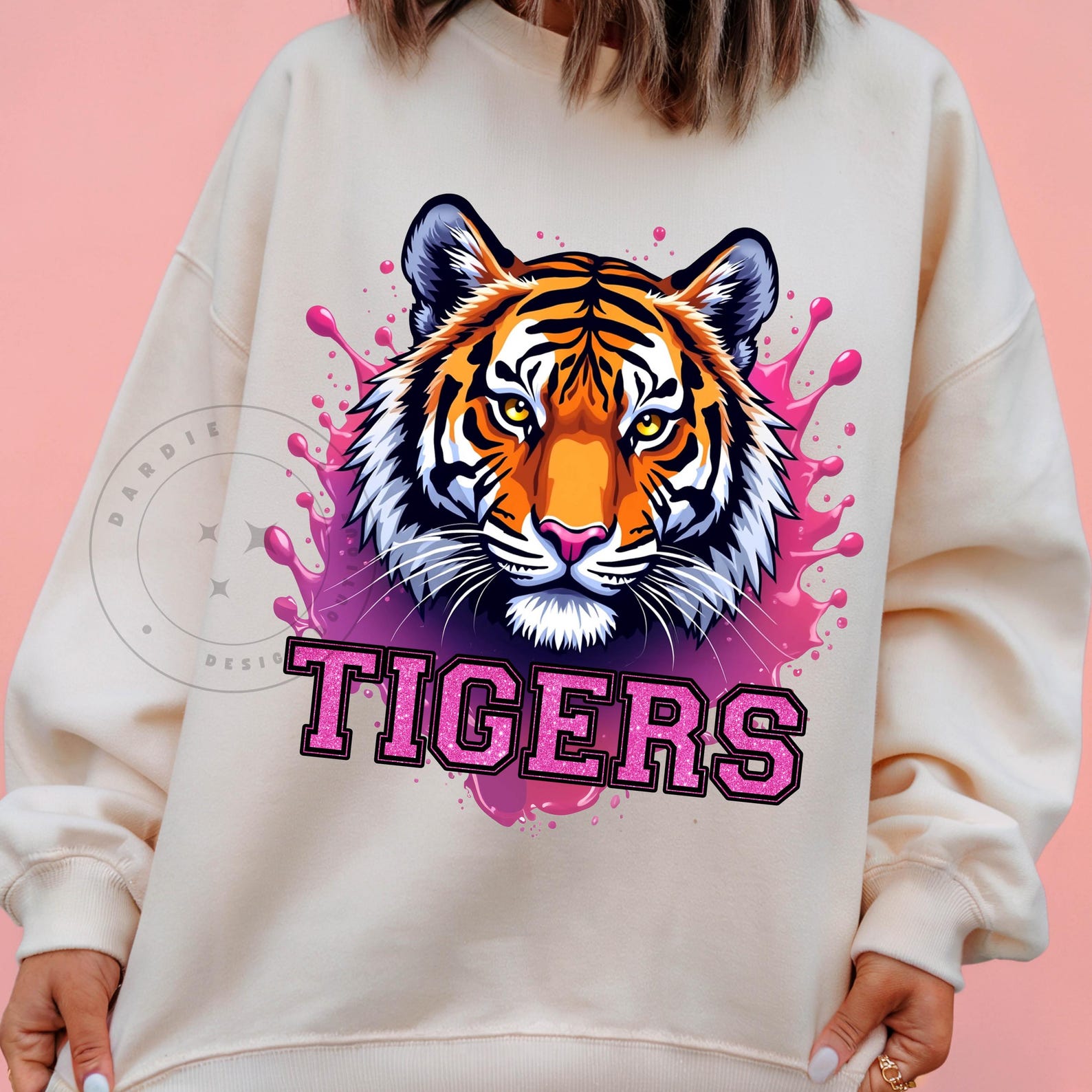 Tigers PNG Mascot Png Pink Glitter Tiger Png Football Season Png Sport ...