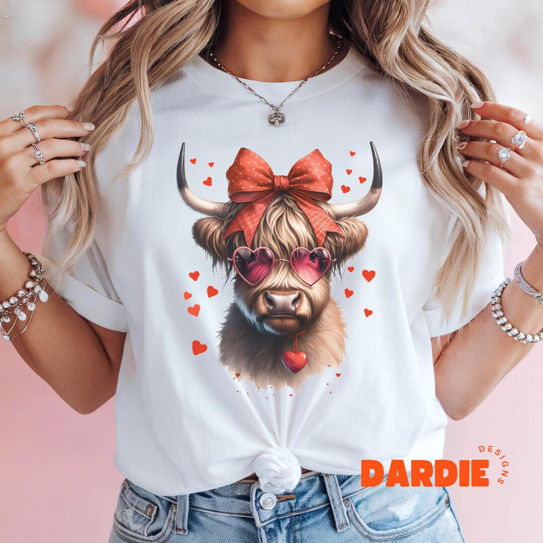 Highland Valentine Cow PNG Cupid Png Cow With Hearts Valentine's Day ...