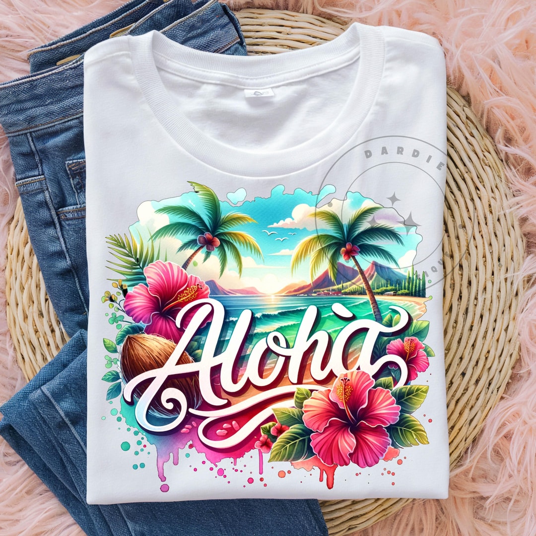 Aloha PNG Hibiscus Png Tropical Hawaiian Vacation Shirt Png Sublimation ...