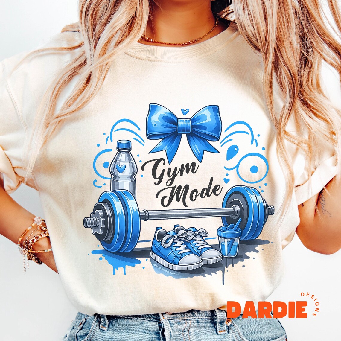 Blue Gym Mode PNG, Cute Workout Sublimation Design, Fitness Lover ...