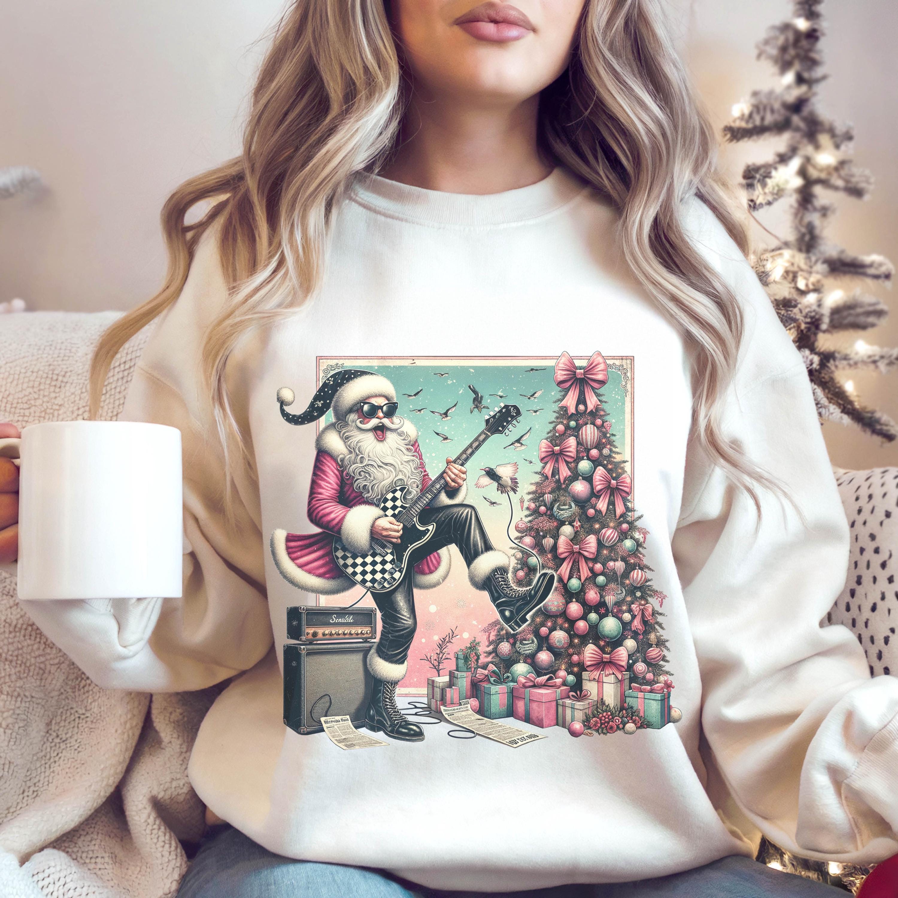 Rock N Roll Santa PNG Retro Santa Rocking Around the Christmas Tree Png ...