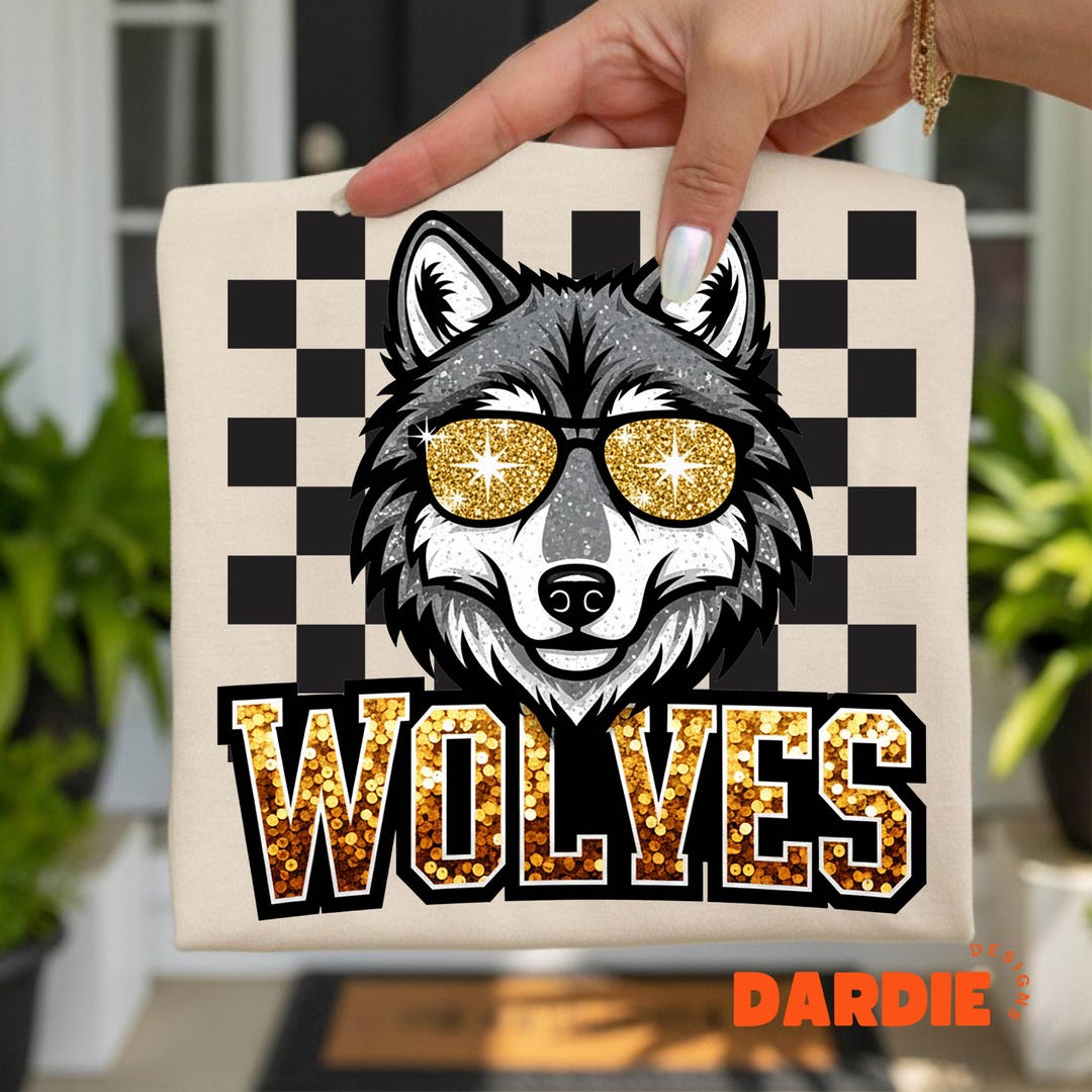 Wolves PNG: Retro Glitter Bling Wolf School Mascot Football Baseball ...