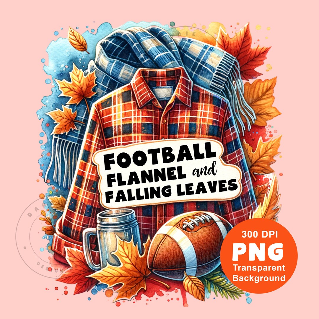 Football Flannel and Falling Leaves PNG Autumn Fall Holidays Seasonal ...