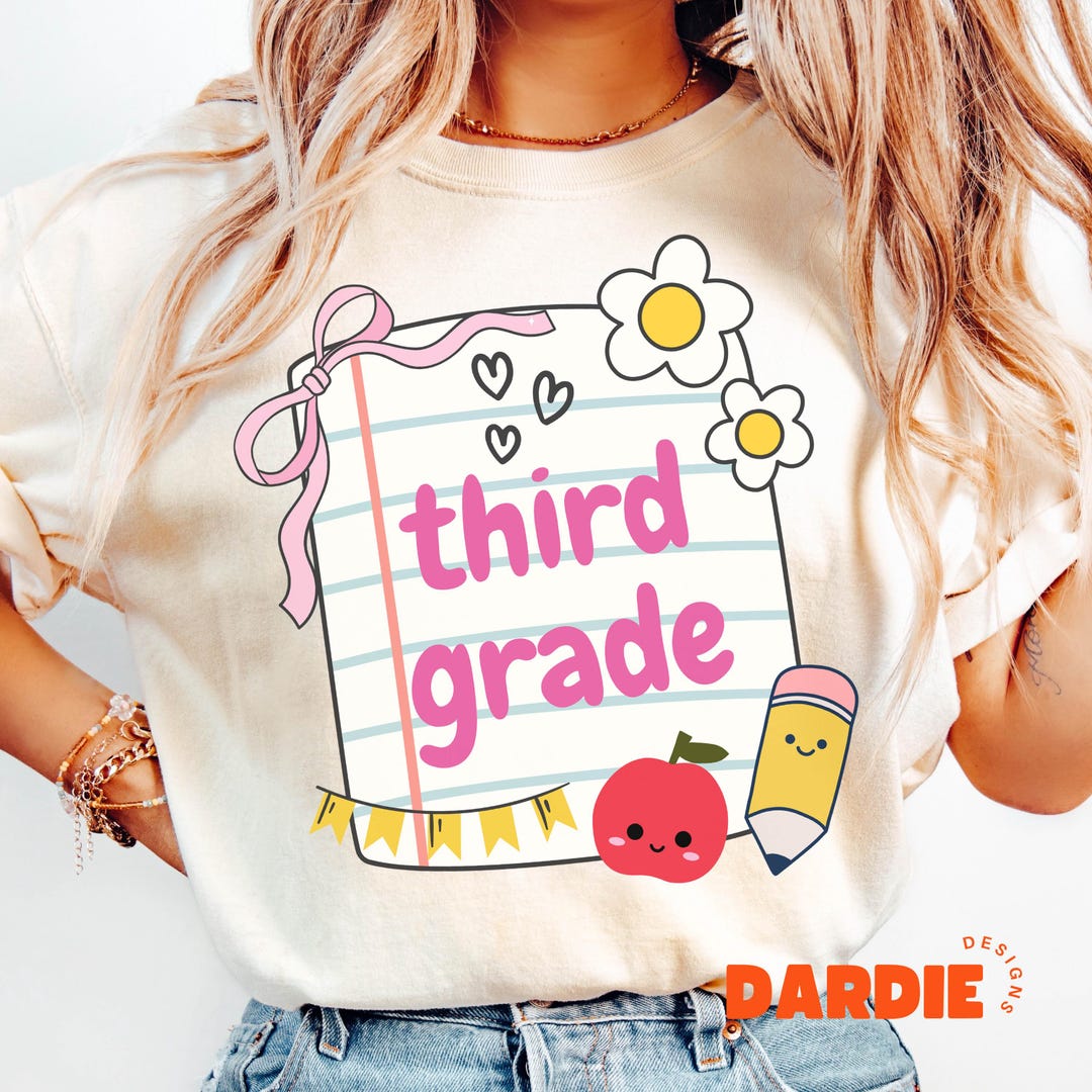 Preppy 3rd Grade Teacher PNG Third Grade, Kawaii Y2K Doodles Grade ...