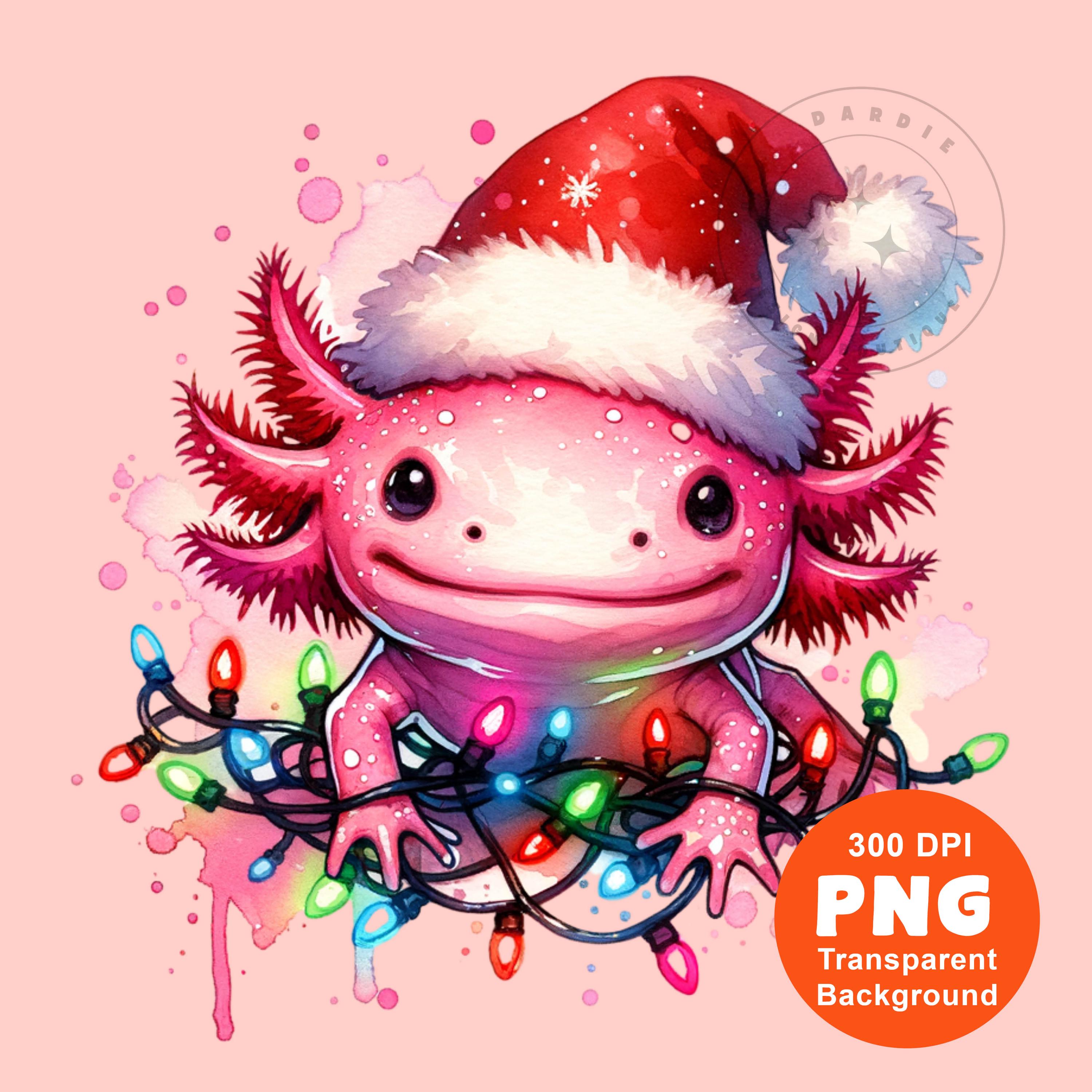 Christmas Axolotl PNG Santa Axolotl Png Cute Kawaii Merry Axolotlmas ...