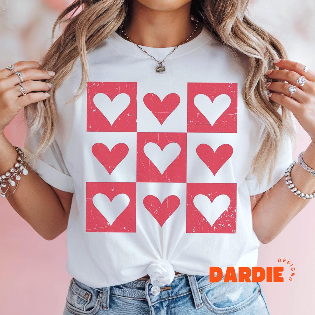 Retro Checkered Valentine's Day PNG Trendy Valentine PNG Heart PNG ...