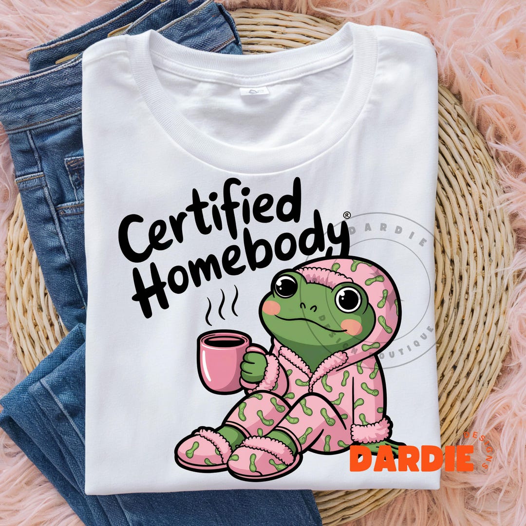 Certified Homebody PNG Funny Frog in Pickle Pajamas Png Introvert Png ...