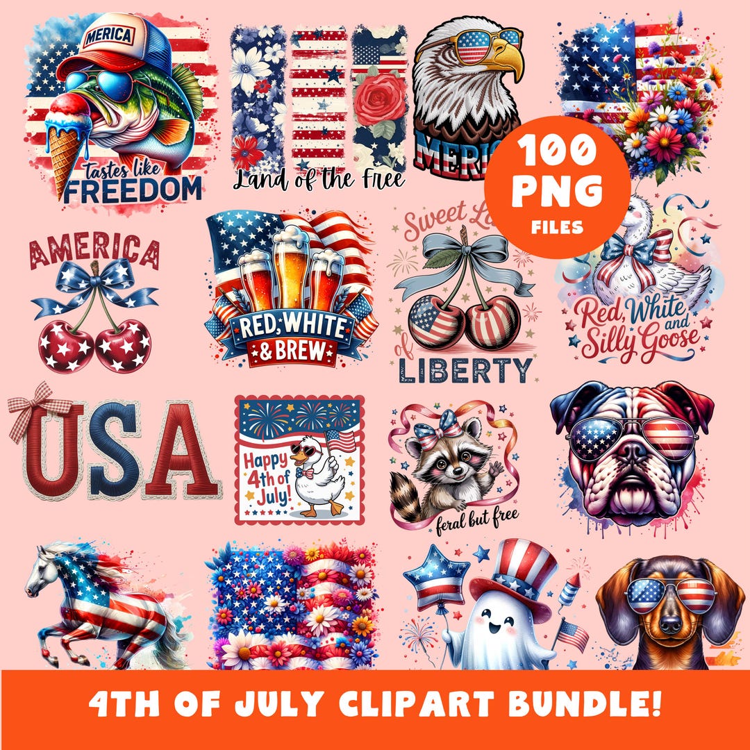 4th of July Clipart Bundle Mega Patriotic PNG Set America USA ...