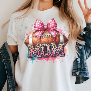 Watercolor Football Mom PNG Pink Cheetah Coquette Bow Sports Mom ...