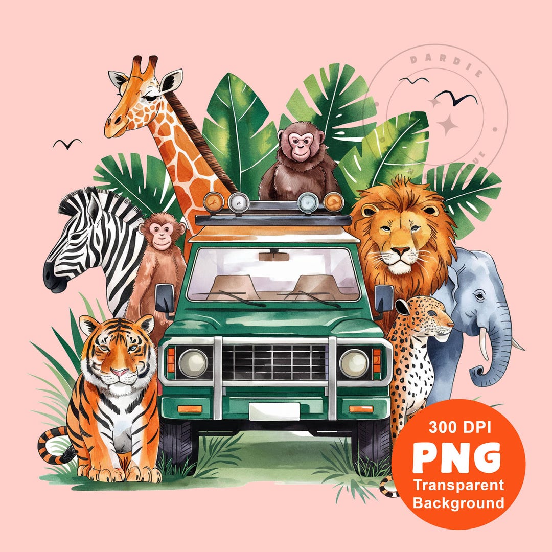 Safari Animals PNG Lion Zebra Giraffe Jungle Zoo Animals PNG ...