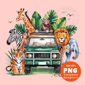 Safari Animals PNG Lion Zebra Giraffe Jungle Zoo Animals PNG ...