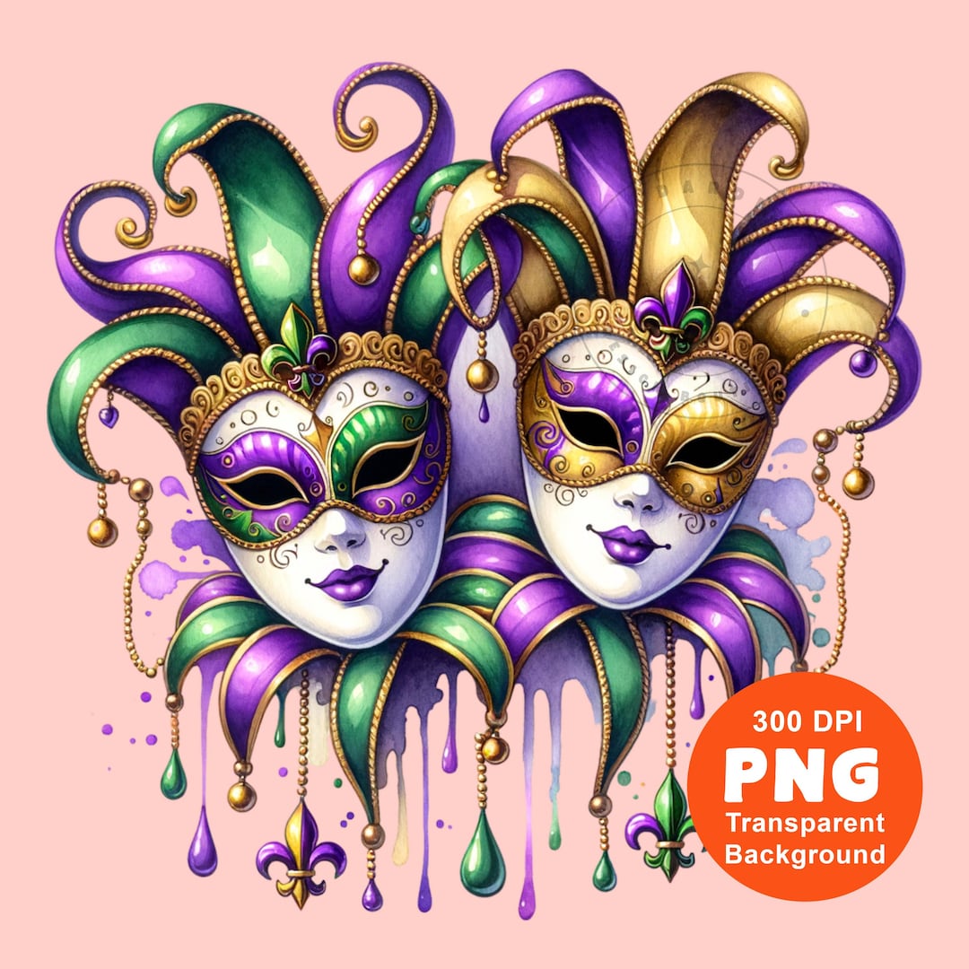 Mardi Gras Masks PNG New Orleans Png Nola PNG Masquerade Mask Jester ...