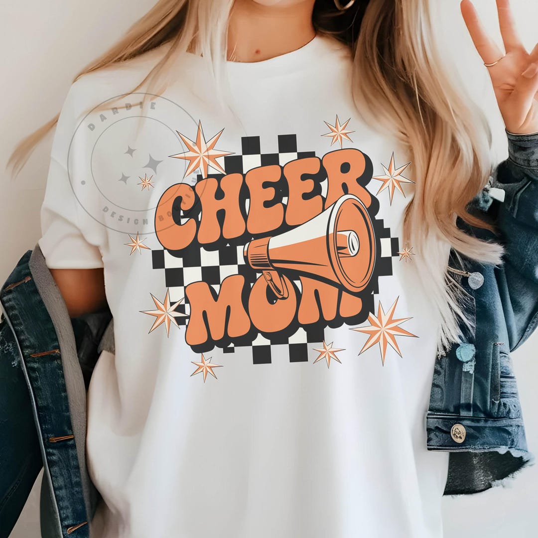 Classic Cheer Mom PNG 80s 90s Orange Black Retro Cheer Mom Tshirt ...