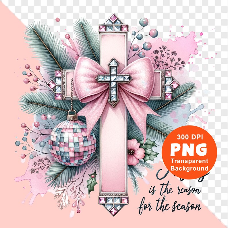 Coquette Cross PNG Jesus Png Religious Christian Christmas Png Jesus is ...