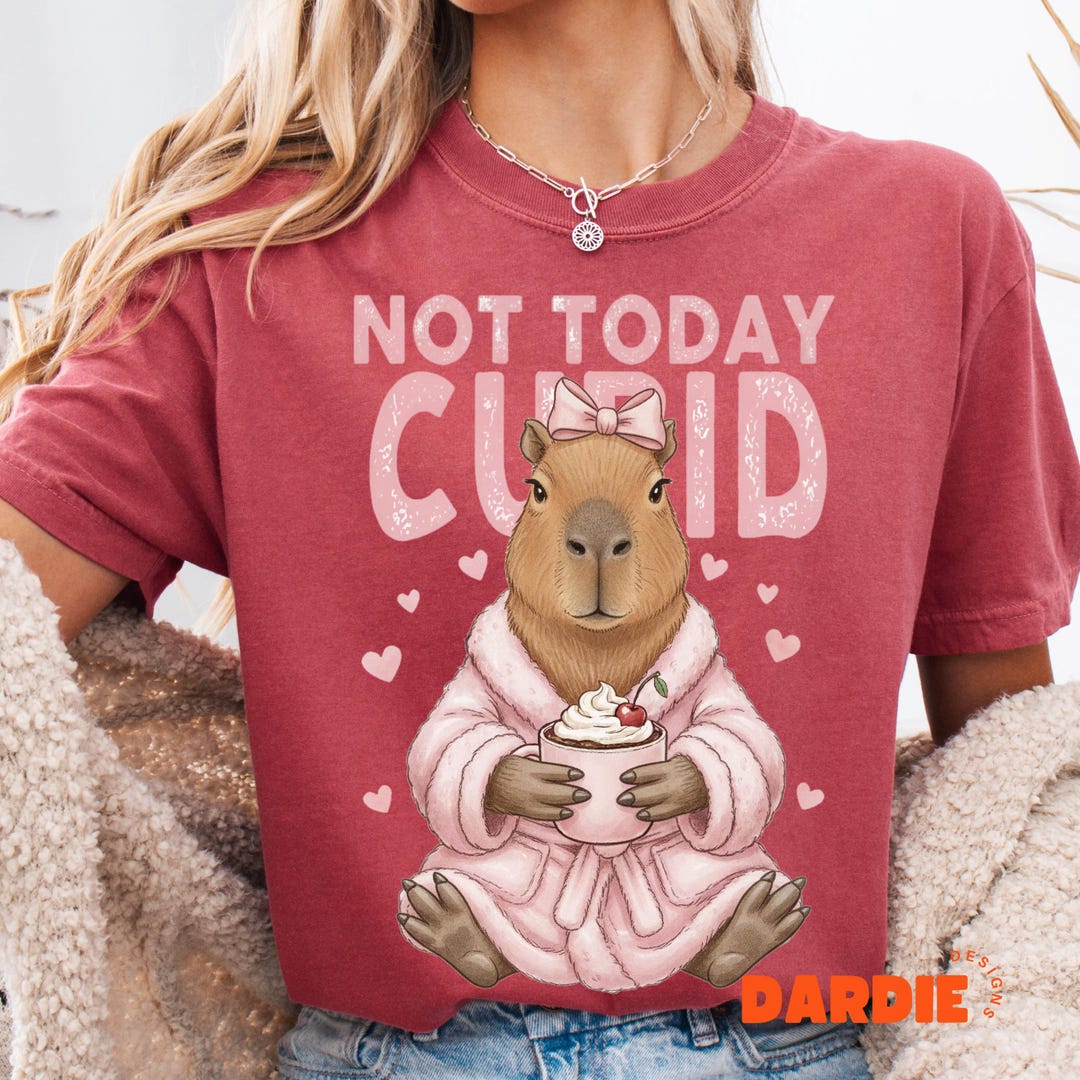 Not Today Cupid PNG: Sassy Capybara Valentine's Day Sublimation Design ...
