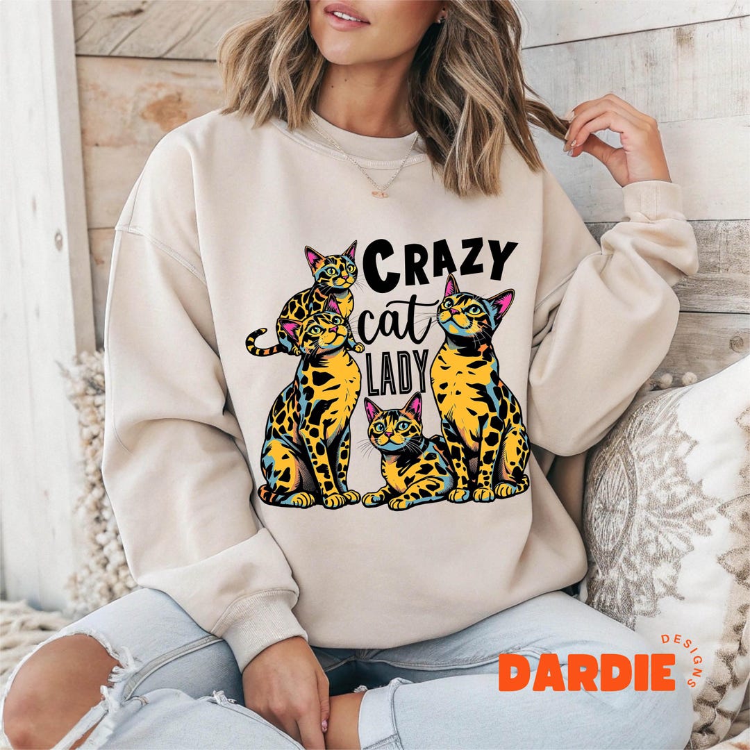 Crazy Cat Lady PNG Cat Mom Clipart Png Cat Groomer Tshirt Sublimation ...
