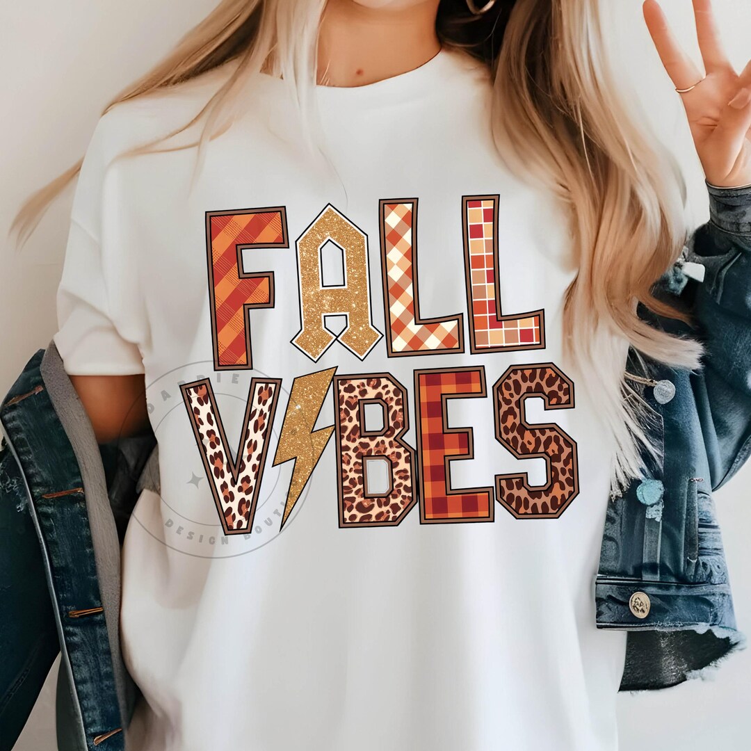 Fall Vibes Png Funny Autumn Seasonal Holidays Lightening Bolt Stylish ...