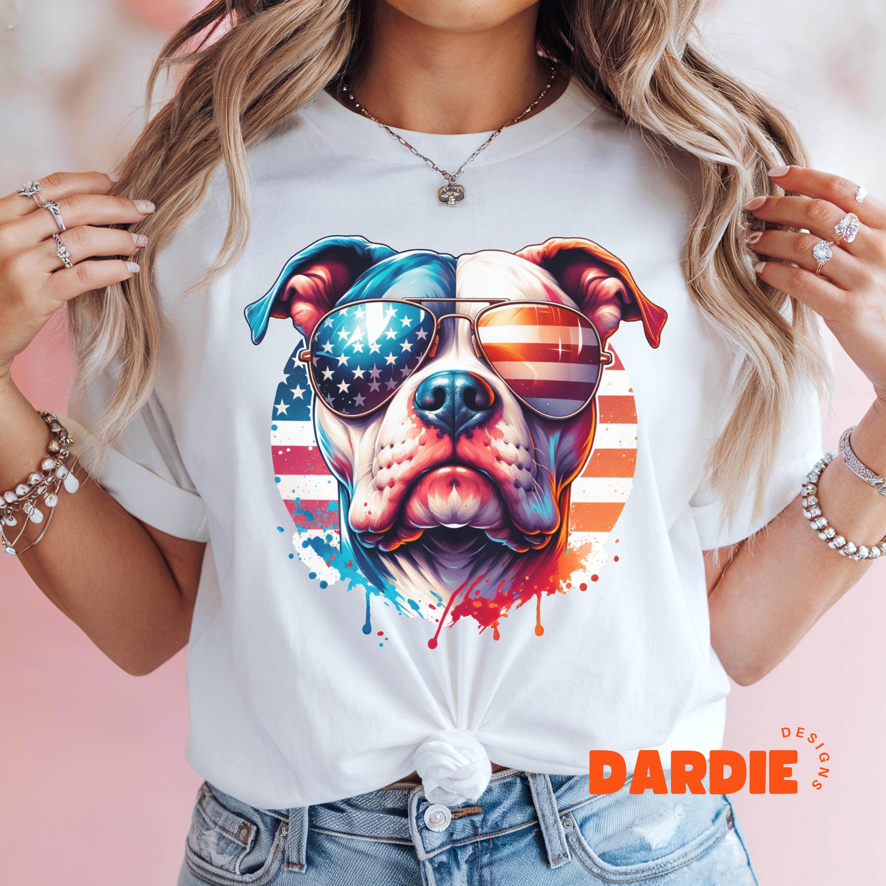 American Flag Pitbull PNG Americana Pitty Bulldog Patriotic Dog 4th of ...