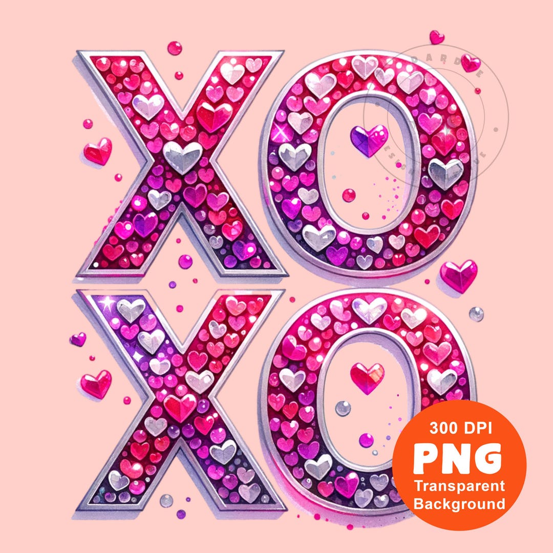 XOXO PNG Valentine Png Sequins Hearts Bling Pink Girly Valentine Png ...