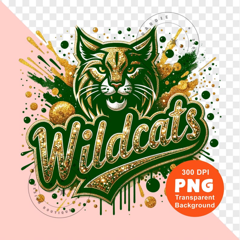 Green Gold Wildcats PNG Wildcat Mascot Png Sport Png Football Baseball ...