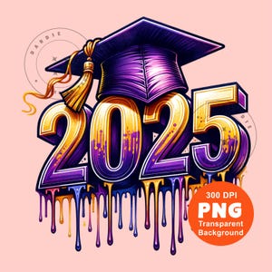 Graduate Class of 2025 PNG Purple Gold Senior Png High School ...